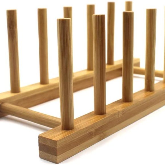 Storage & Organization | Bamboo Wooden Plate Racks Dish Stand Holder ...